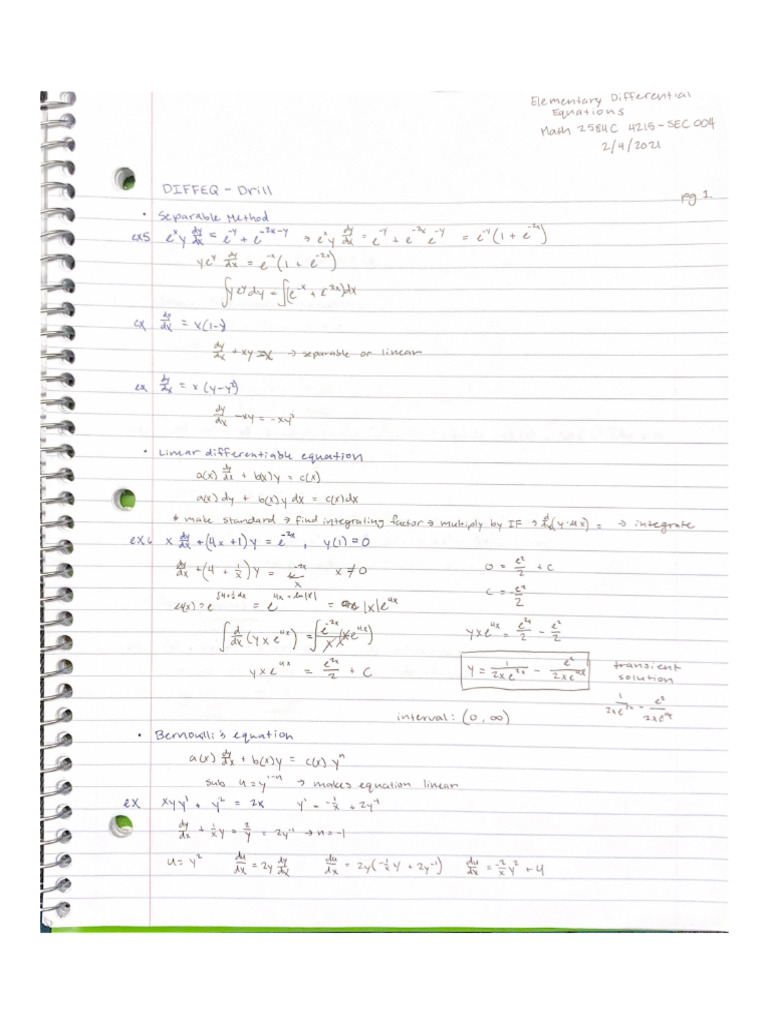 Differential Equations Notes | PDF