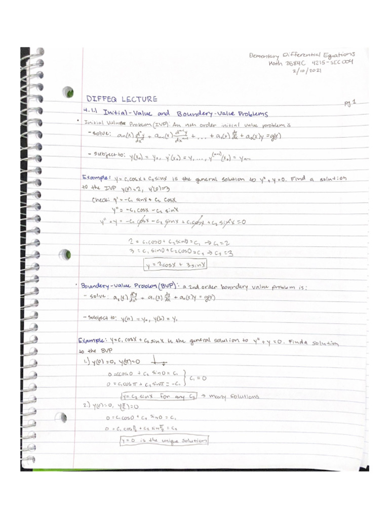 Differential Equations Notes | PDF