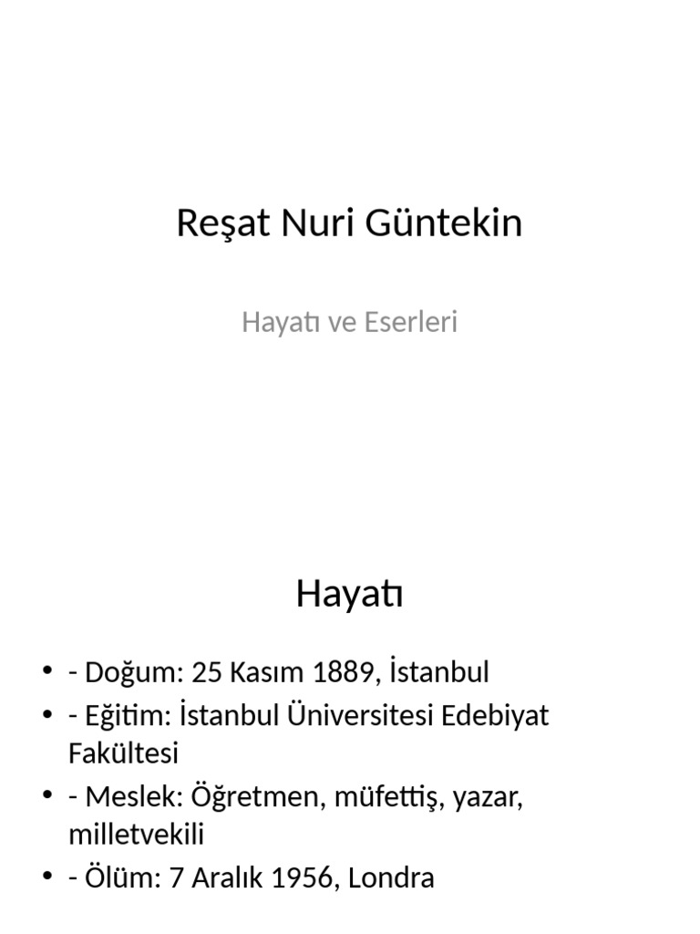 Resat Nuri Guntekin Slayt | PDF