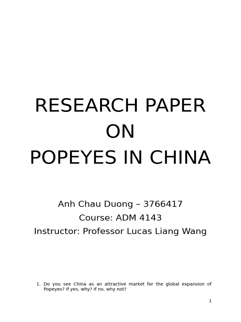 ADM 4143 - Paper Research | PDF | Chinese Cuisine | Brand