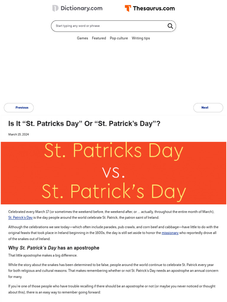 St. Patrick's Day - Punctuation & Grammar | PDF | Saint Patrick