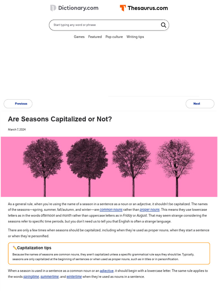 Are Seasons Capitalized or Not | PDF | Noun | Adjective