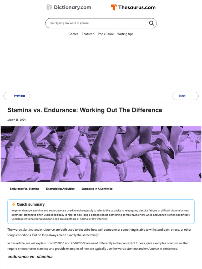 Stamina vs. Endurance Explained | PDF | Endurance | Physical Exercise