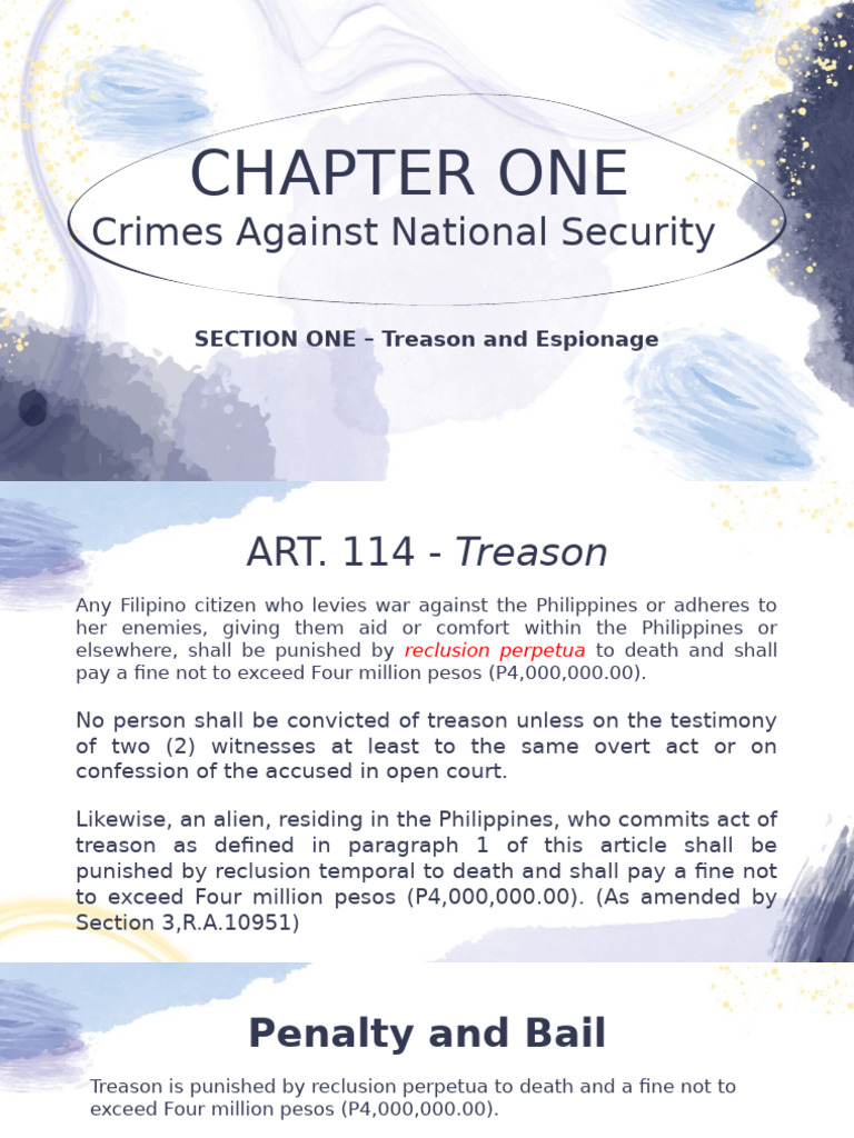 Treason and Espionage Laws in the Philippines | PDF | Treason | Justice