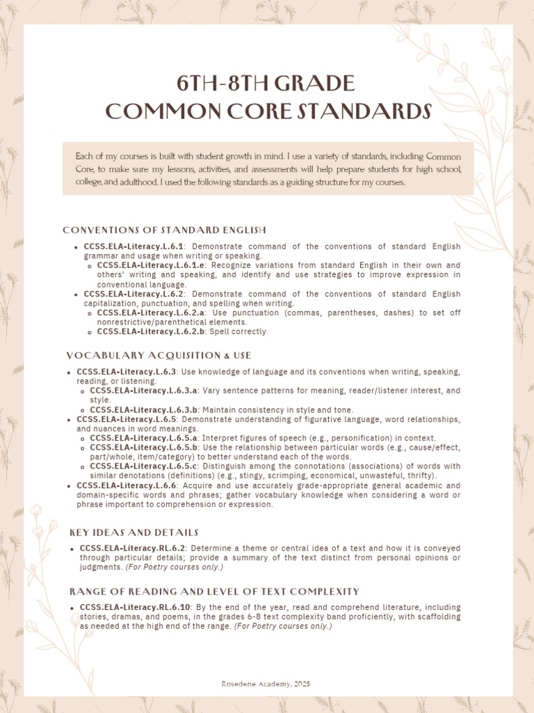 6-8 CC Standards | PDF | Essays | Reading Comprehension
