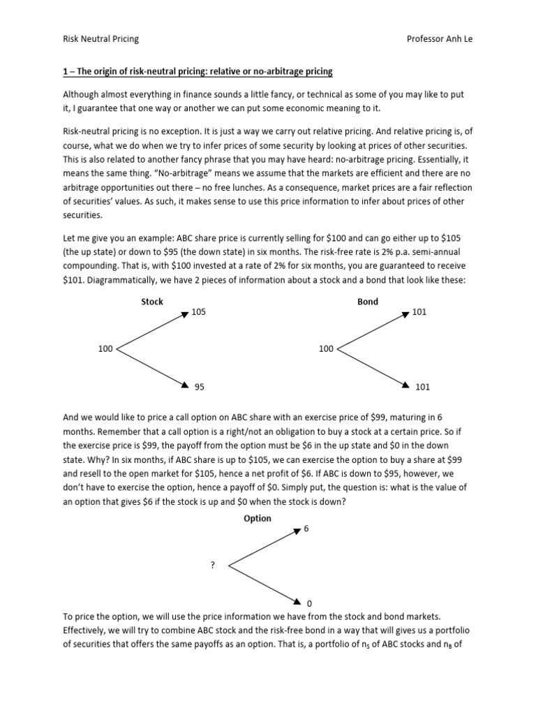 Note 13 Risk-neutral Pricing | PDF | Option (Finance) | Stocks