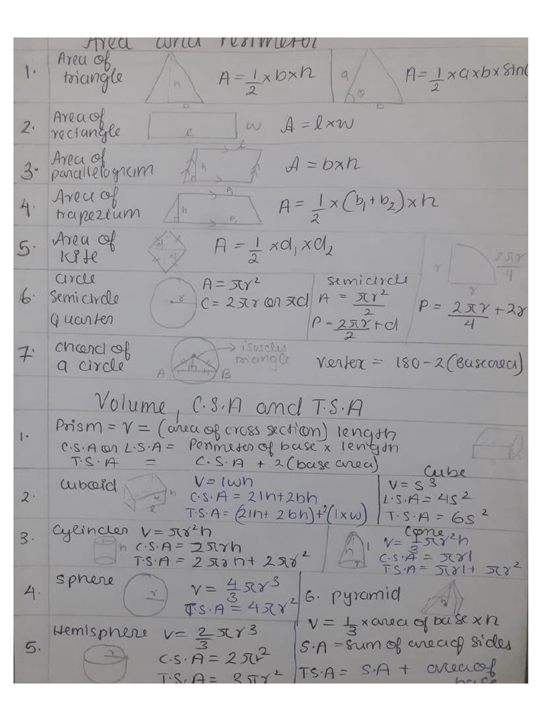 Mensuration Formulas v0 2kppyfy7boib1 | PDF
