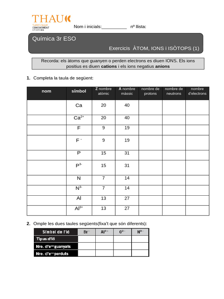 Exe Quim3r 2 ÀTOM (1) 23-24 | PDF