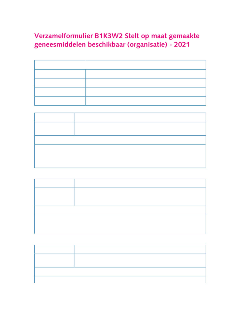Feedback B1-K3-W2 Stelt Op Maat Gemaakte Geneesmiddelen Beschikbaar ...