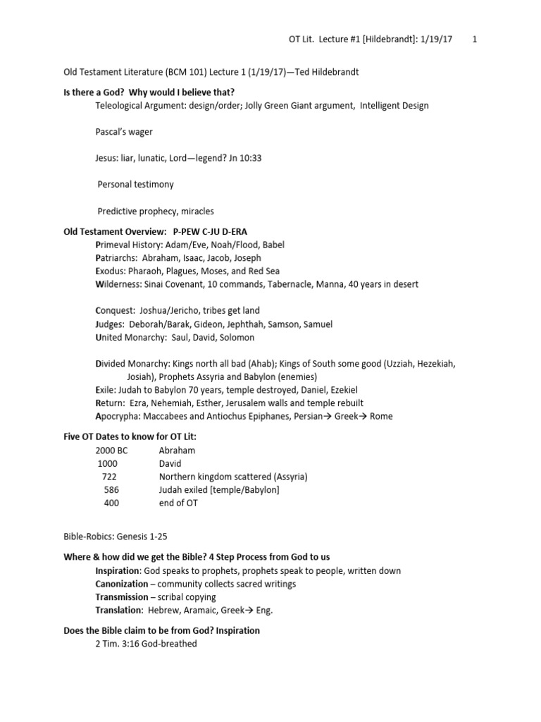 Old Testament Literature Overview | PDF | Old Testament | Books Of Kings