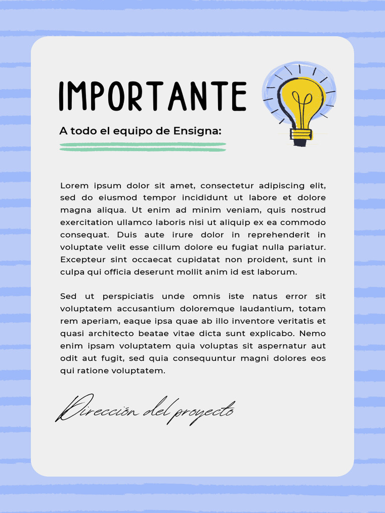 Documento A4 Carta Informativa Anuncio Equipo Creativo a Mano Azul y ...