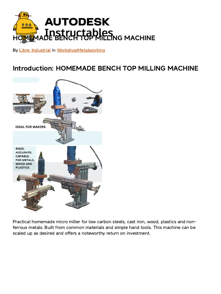 Homemade Bench Top Milling Machine - 9 Steps (With Pictures ...