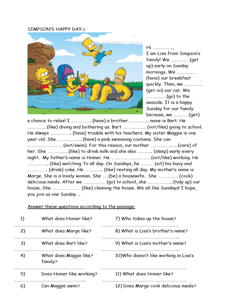 Simple Present Simpsons | PDF | Lisa Simpson | Bart Simpson