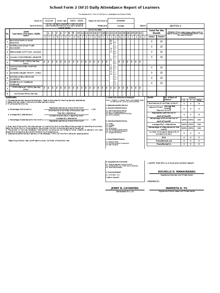 Sf2 2024 October Kinder - Section A | PDF | Childhood | Human Life Stages