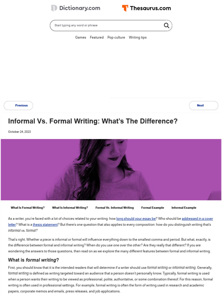 Informal vs. Formal Writing - What's The Difference | PDF | Grammar ...