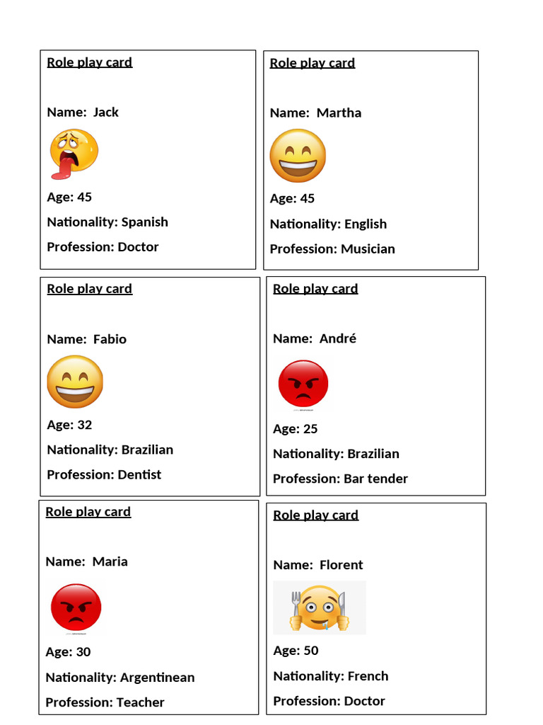 Role Cards 1 | PDF