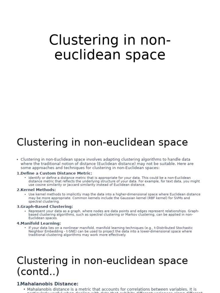 Clustering in Non-Euclidean Space | PDF | Cluster Analysis | Machine Learning