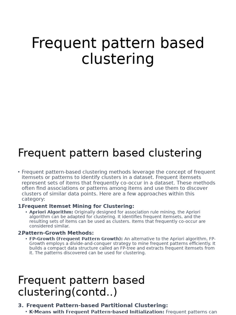 Frequent Pattern Based Clustering | PDF | Cluster Analysis | Computer Programming