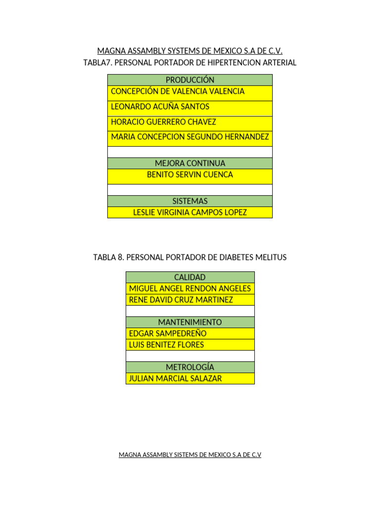 Personal y Salud en Magna Assembly México | PDF | México