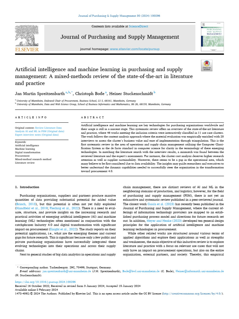 Journal of Purchasing and Supply Management: Jan Martin Spreitzenbarth, Christoph Bode, Heiner ...