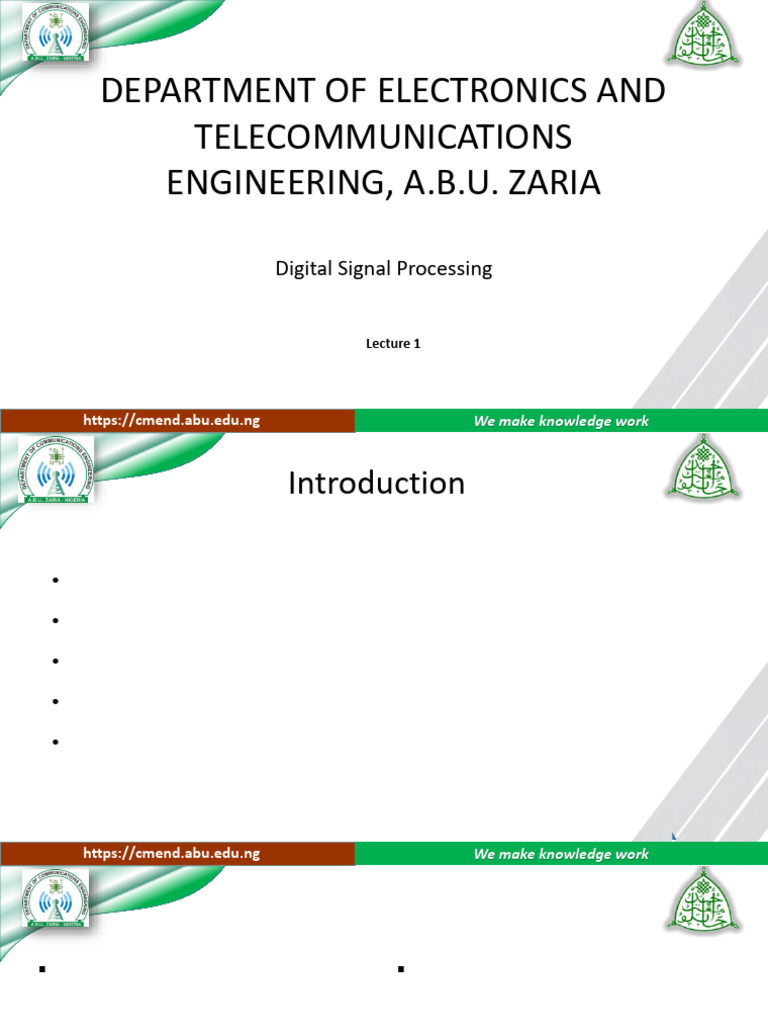 Lecture 1 - Discrete Time Signal and Systems | PDF | Digital Signal ...