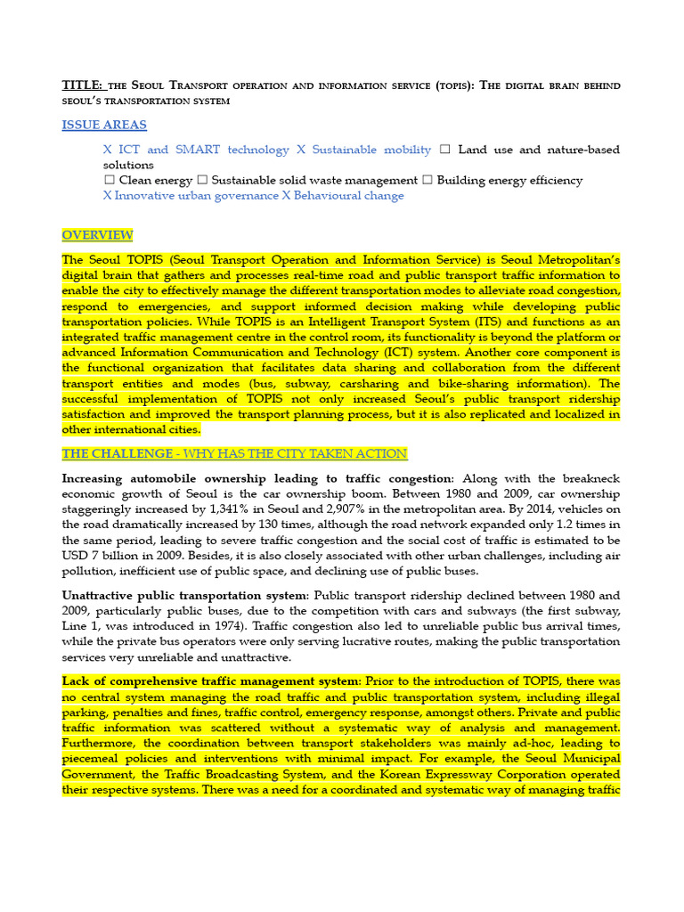 Session 3_1.Seoul Intelligent transport system.docx_ | PDF | Public Transport | Transport