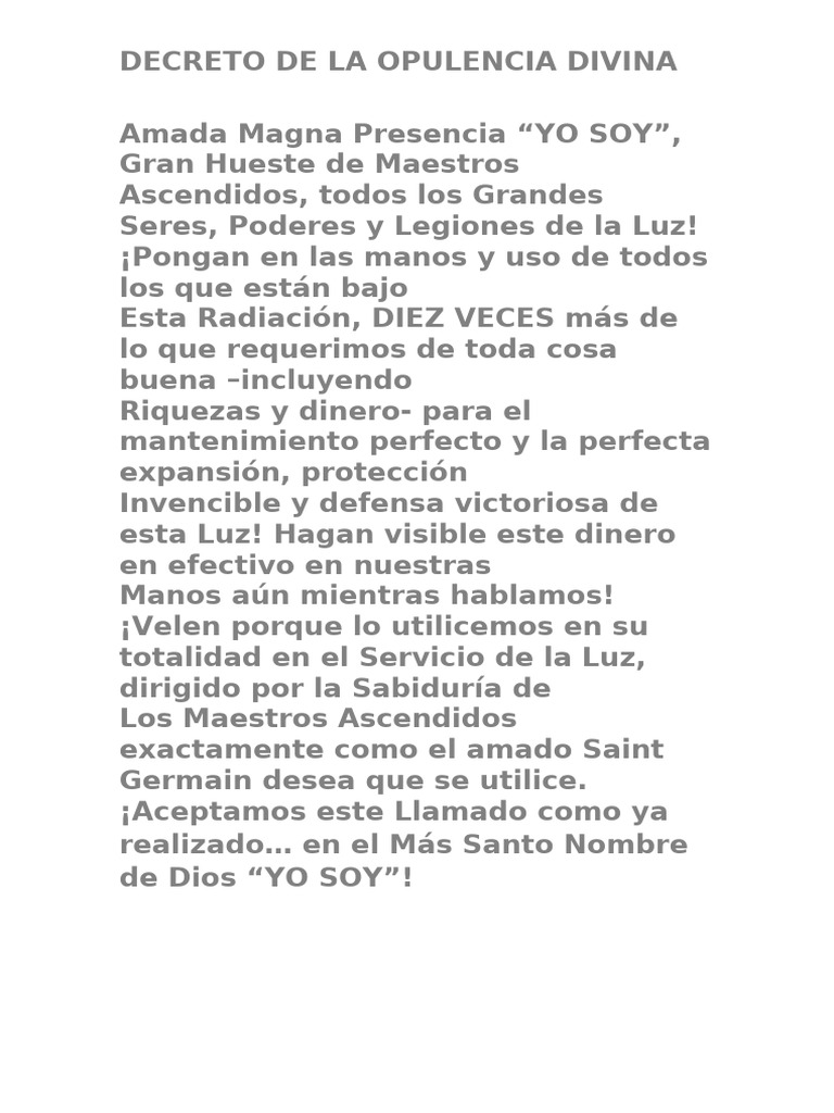 Llamado a la Magna Presencia "YO SOY" | PDF