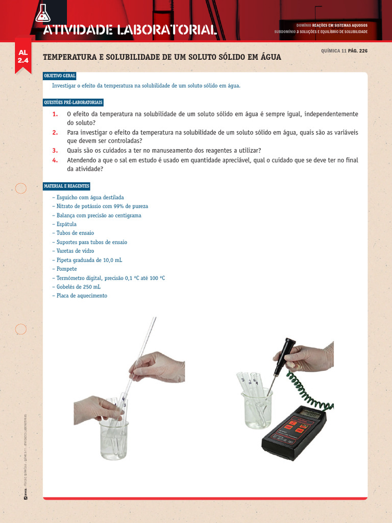 Atividade Lab 2 4 Areal | PDF | Solubilidade | Temperatura