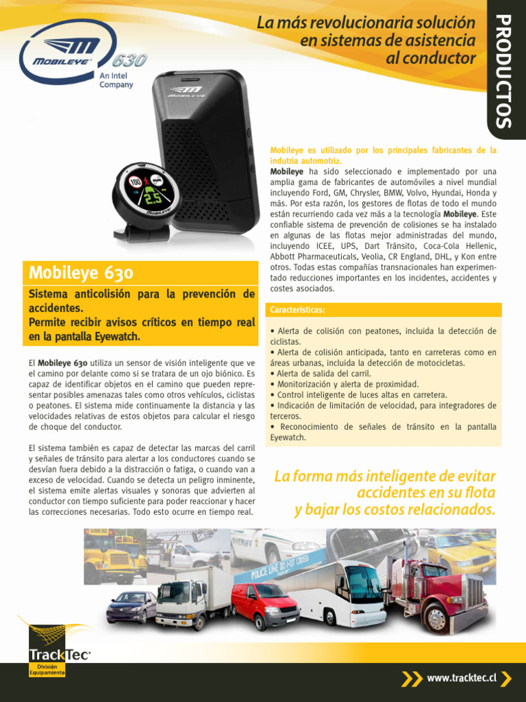 Mobileye 630 Ficha-Producto TracKTec | PDF | Accidente de tráfico | Vehículos