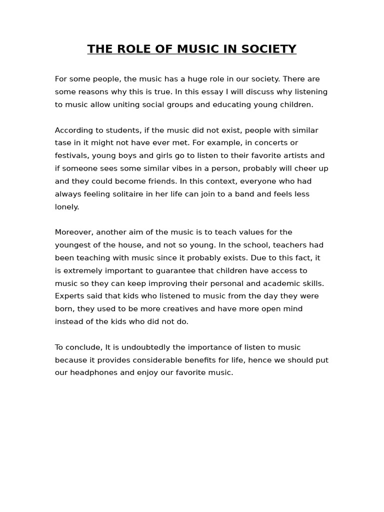 The Role of Music in Society | PDF