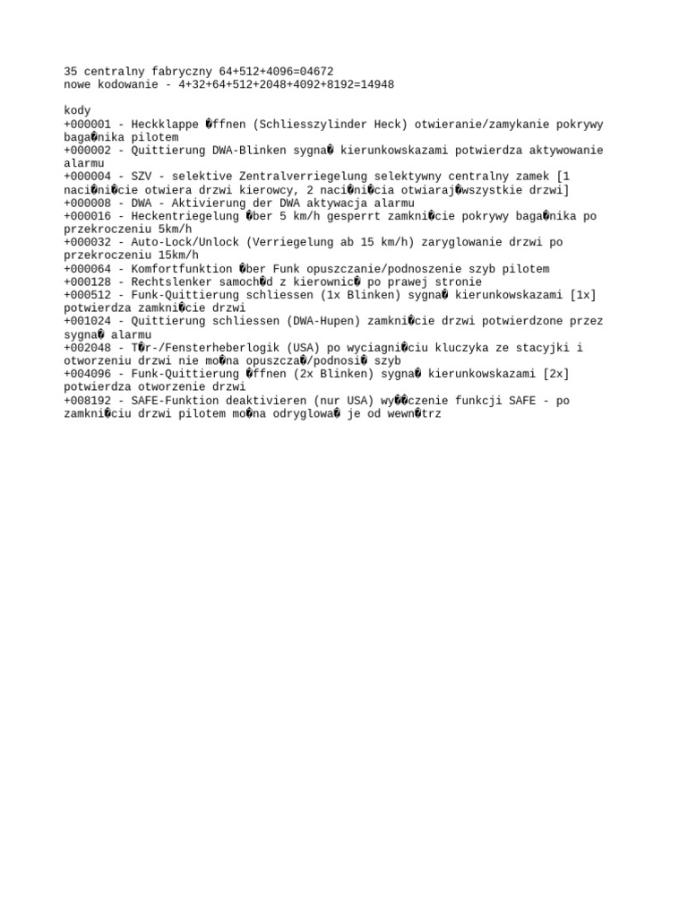 Kodowania Audi A6 c5 | PDF