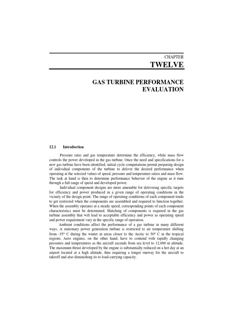 Ch12 Gas Turbine Performance Evaluation | PDF | Jet Engine | Engines