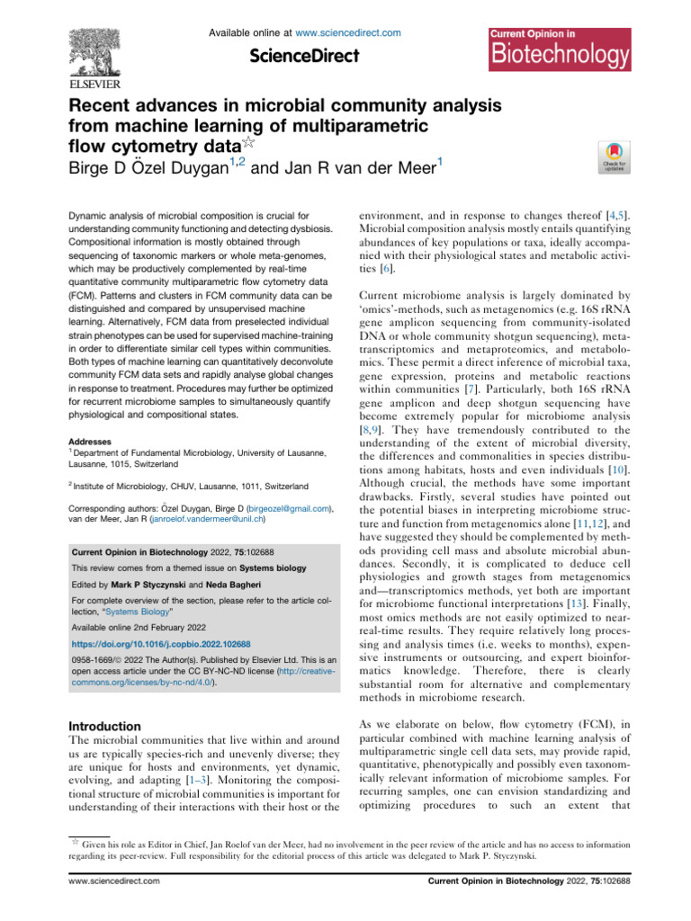 Recent Advances in Microbial Community Analysis From Ma - 2022 - Current Opinion | PDF | Machine ...