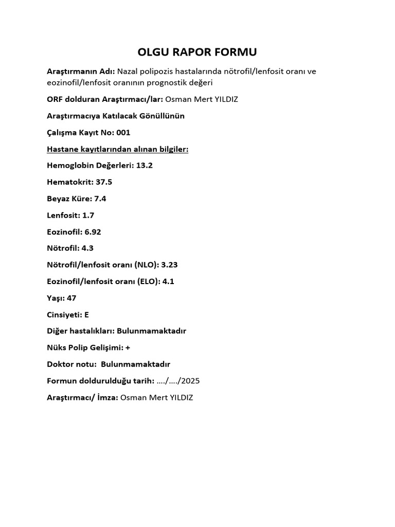 Olgu Rapor Formu | PDF