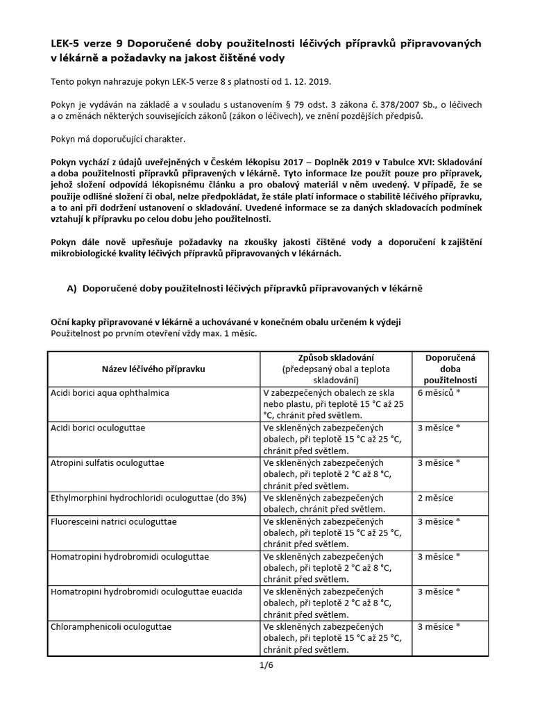 LEK-5 - Verze 9 - Doporucene - Doby - Pouzitelnosti - LP - Pripravovanych - V - Lekarne - A ...