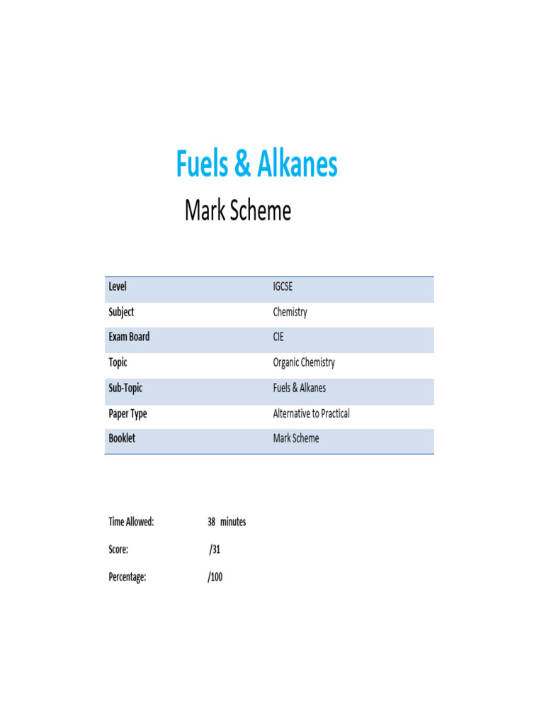 24-Fuels-and-AlkanesMS-CIE-IGCSE-Chemistry-Practical-1_l | PDF | Alkane