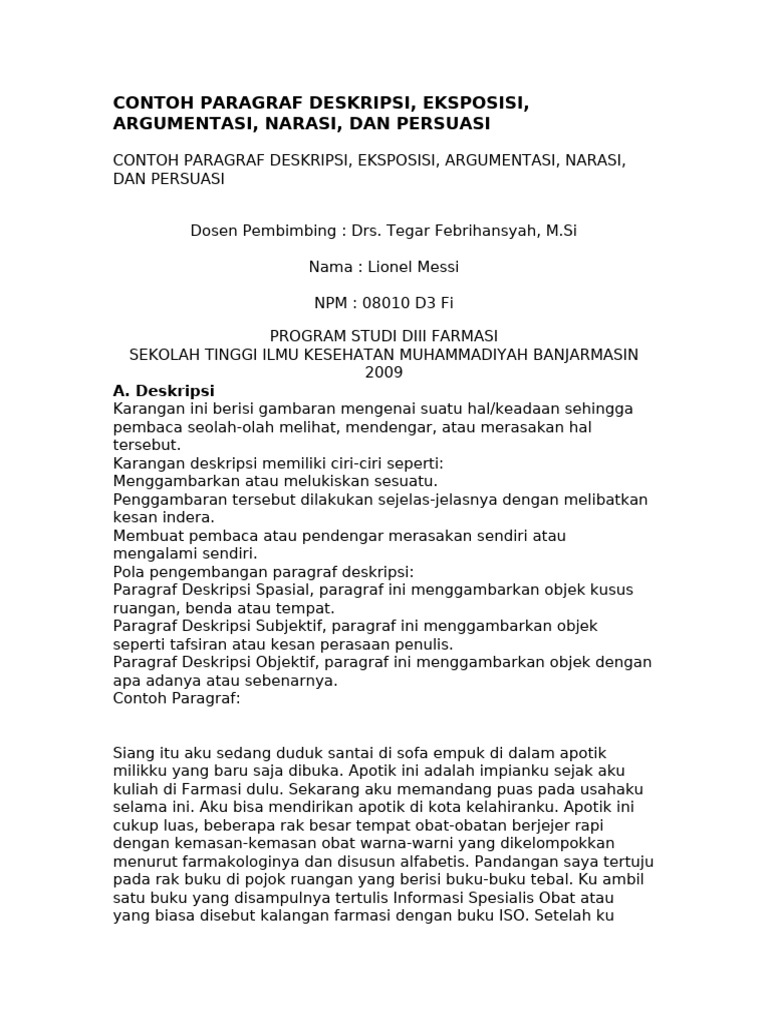 CONTOH PARAGRAF DESKRIPSI | PDF