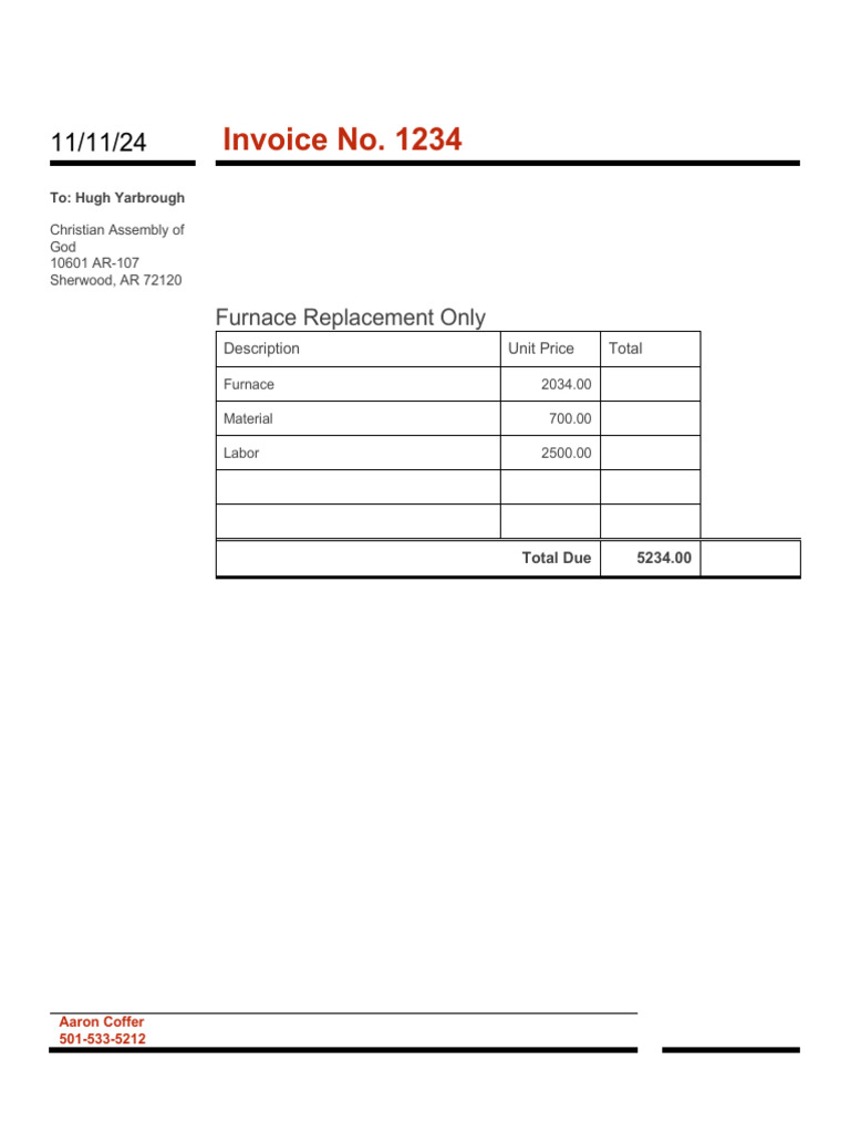 Complete System Replacement Invoice | PDF