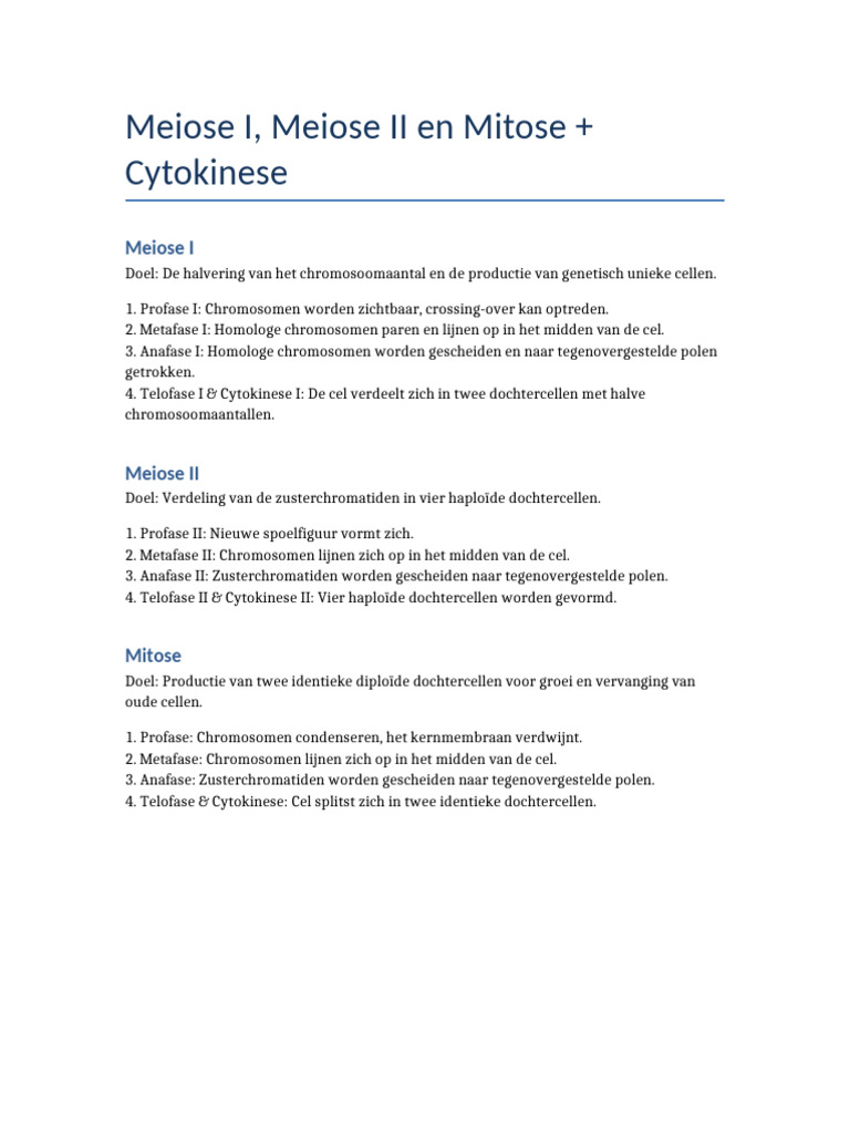 Meiose Mitose Schema | PDF