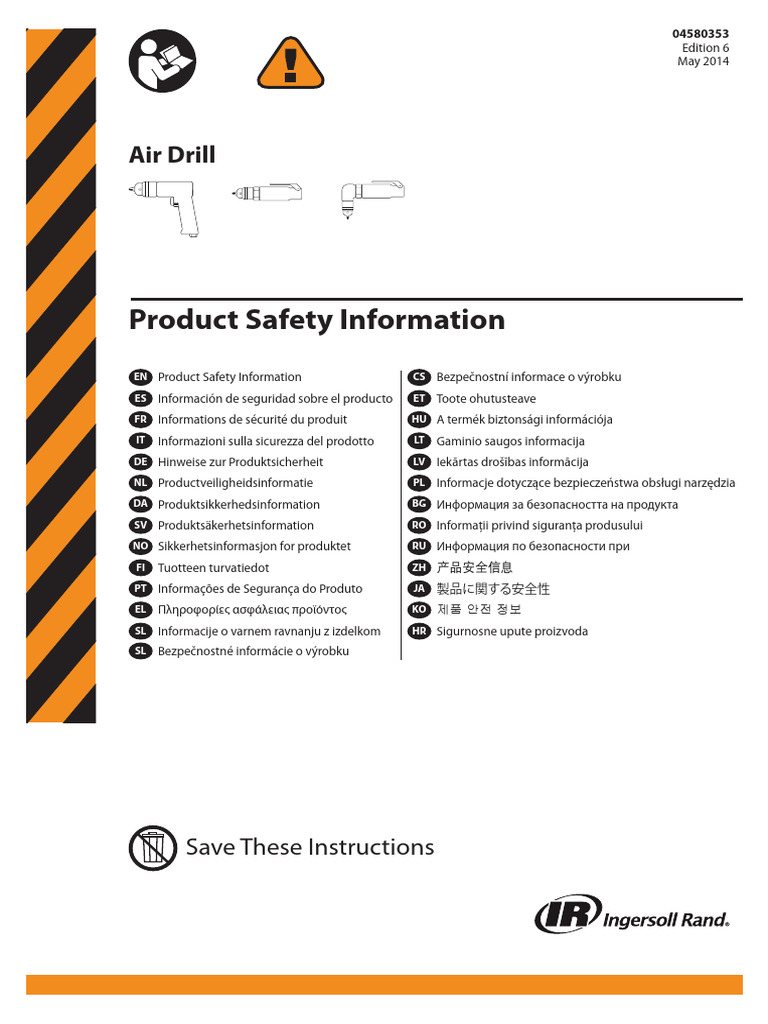 Air Drill Safety Instructions Guide | PDF | Personal Protective ...