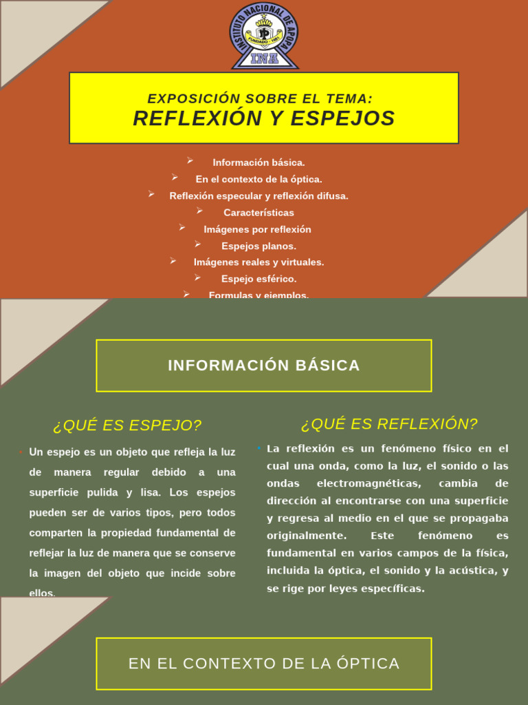 Reflexión y Tipos de Espejos | PDF | Reflexión (Física) | Espejo
