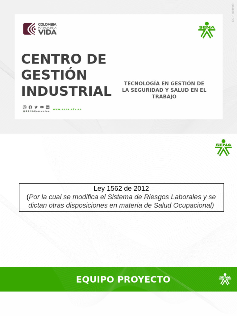 Ley 1562 de 2012 | PDF | Seguridad y salud ocupacional | Derecho laboral