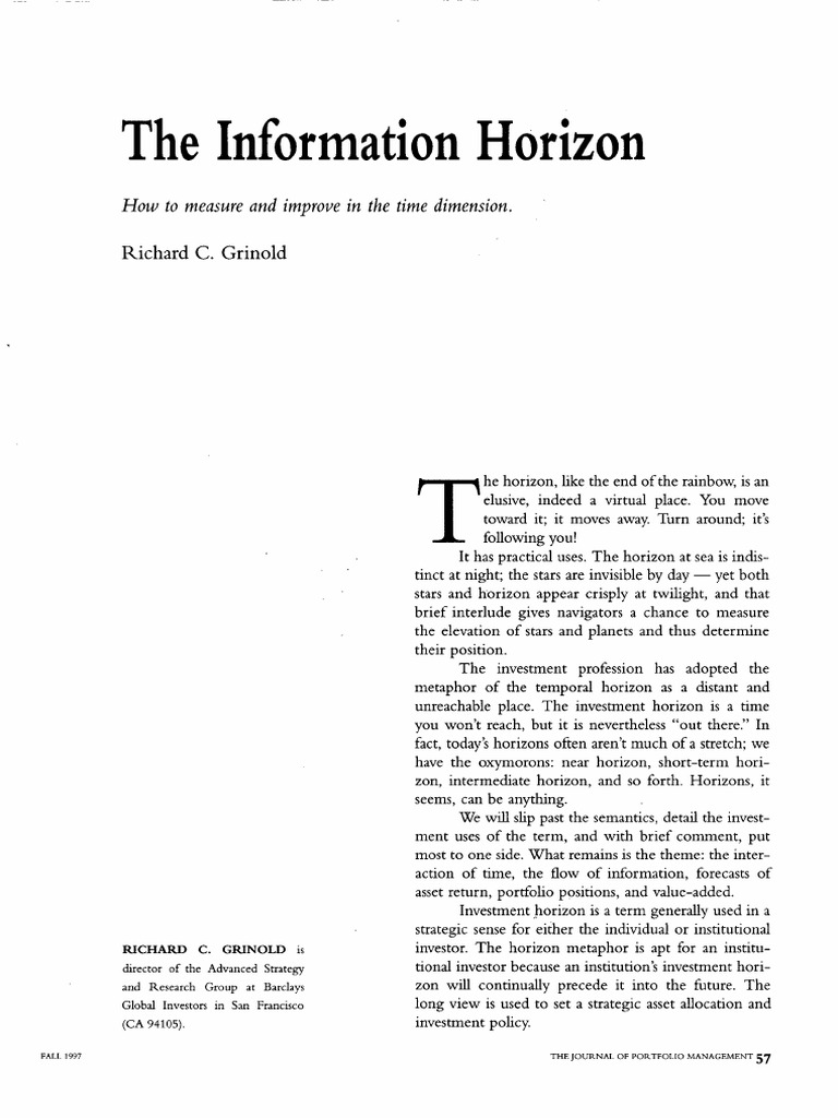 Grinold - Information Horizon | PDF | Autocorrelation | Risk