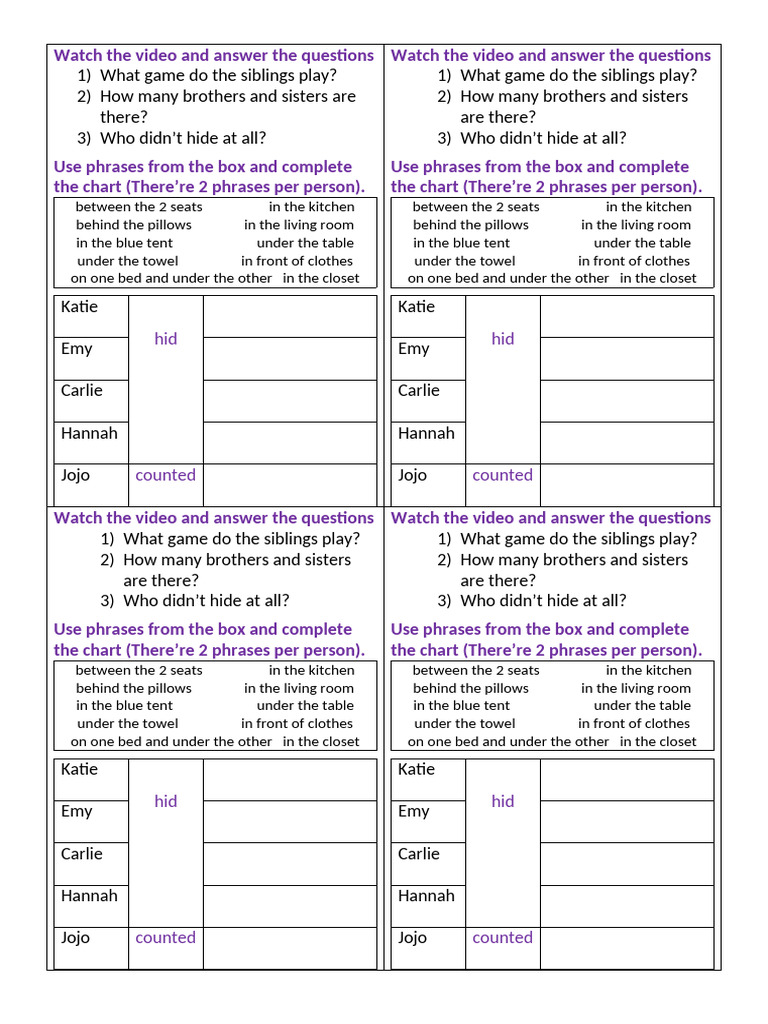Hide and Seek in The House - Worksheet | PDF