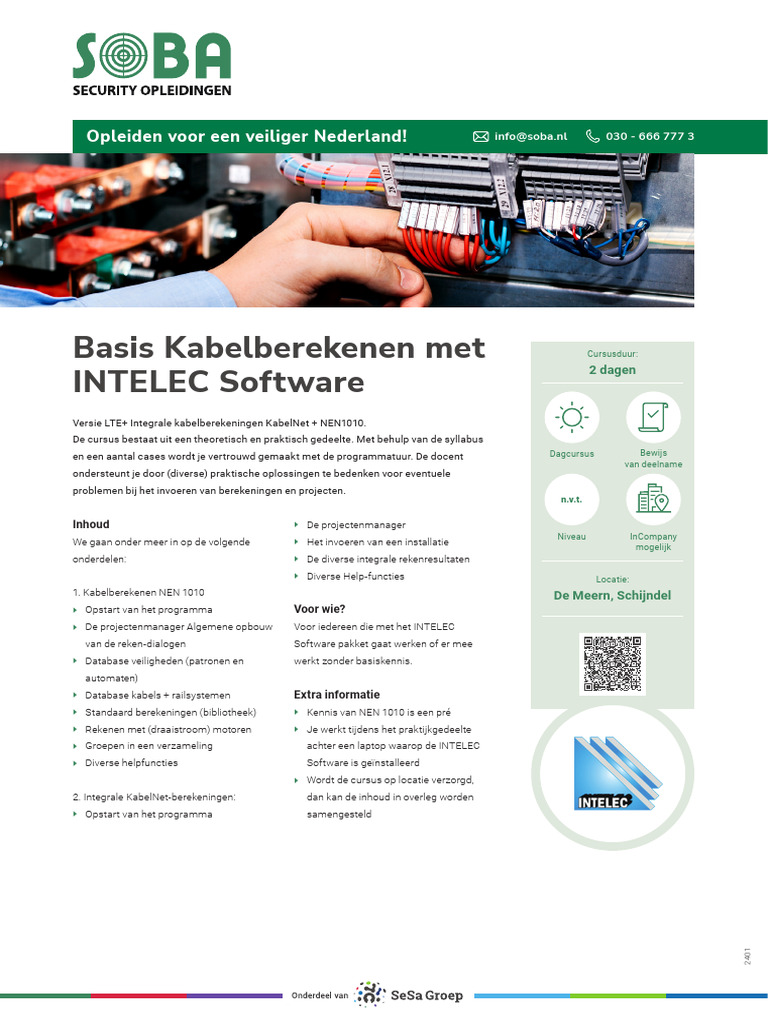Basis Kabelberekenen Met INTELEC Software: Opleiden Voor Een Veiliger Nederland! | PDF