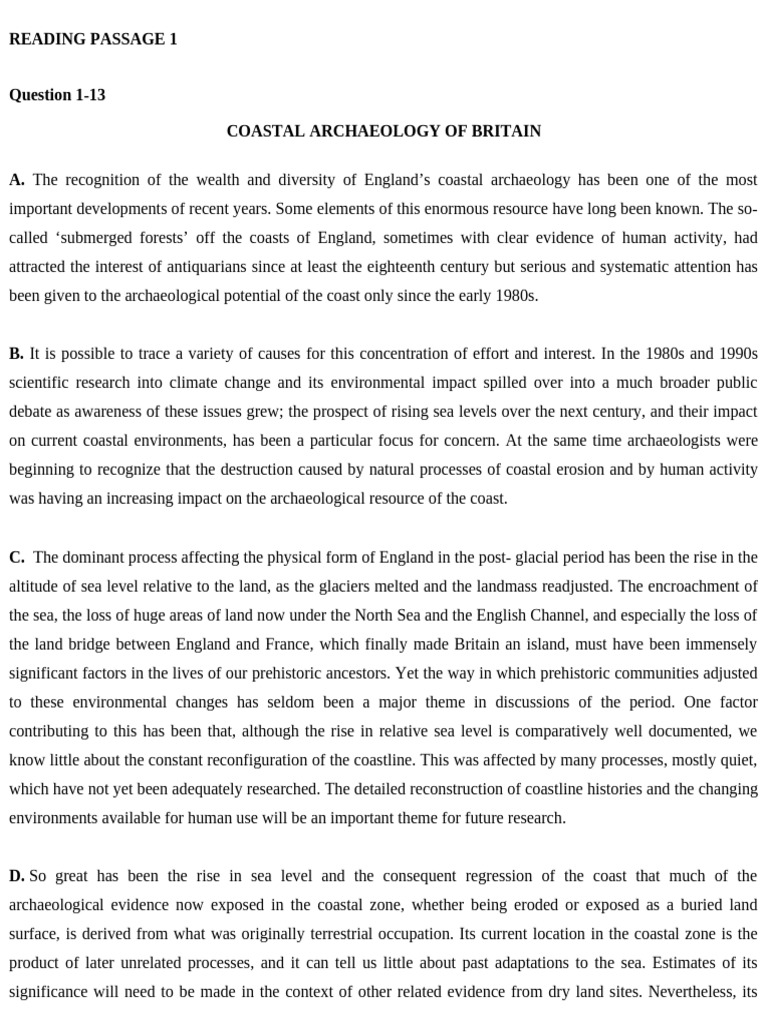 Reading Passage 1 | PDF | Coast | Sea