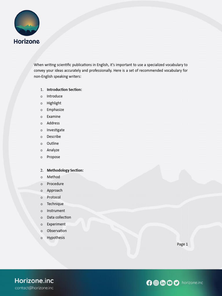 Essential Vocabulary For Academic Writing | PDF | Methodology | Statistics