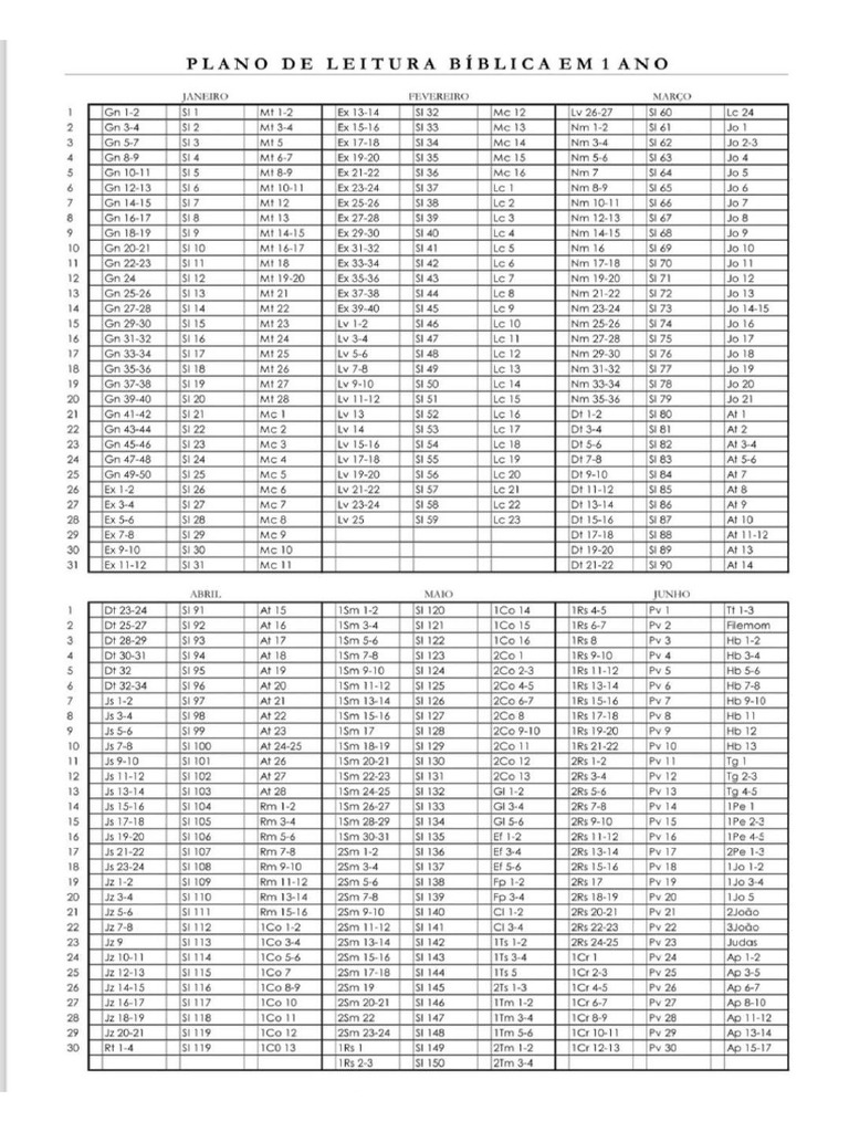 Plano de Leitura Bíblica Anual. | PDF