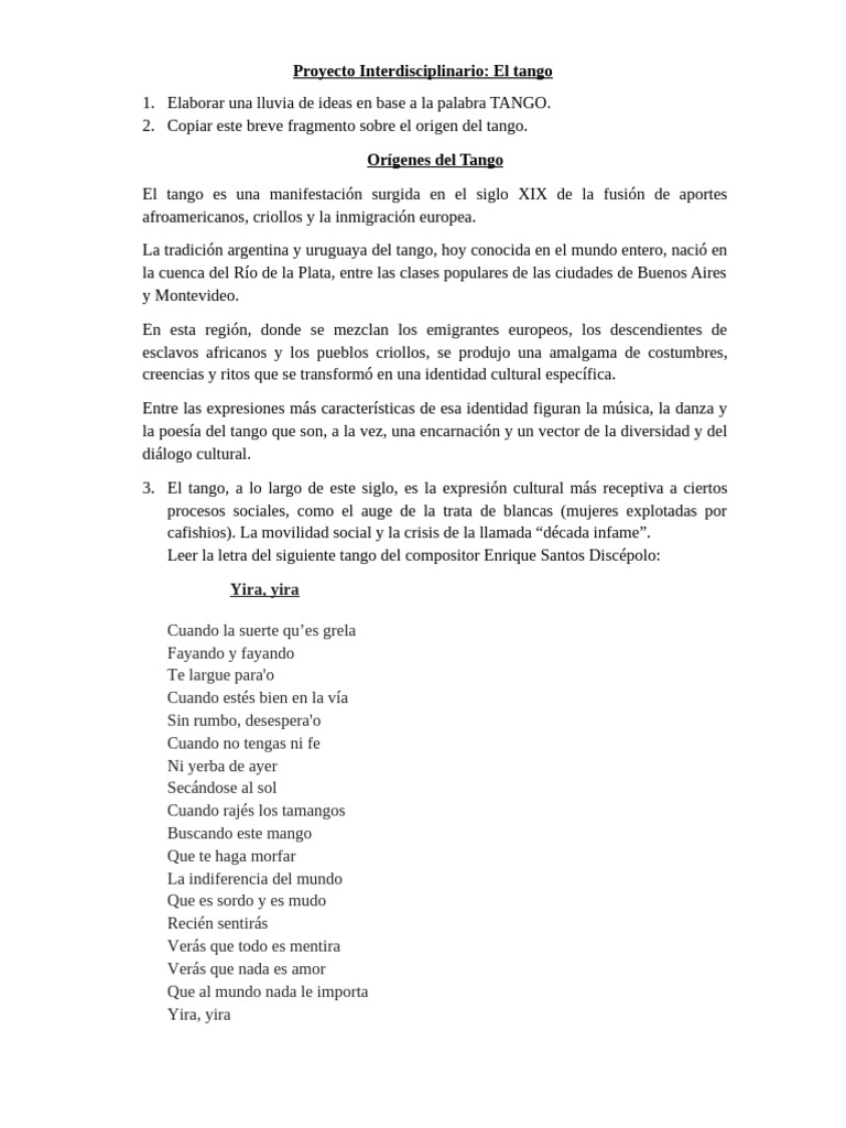 Orígenes y Cultura del Tango | PDF | Musica Tango