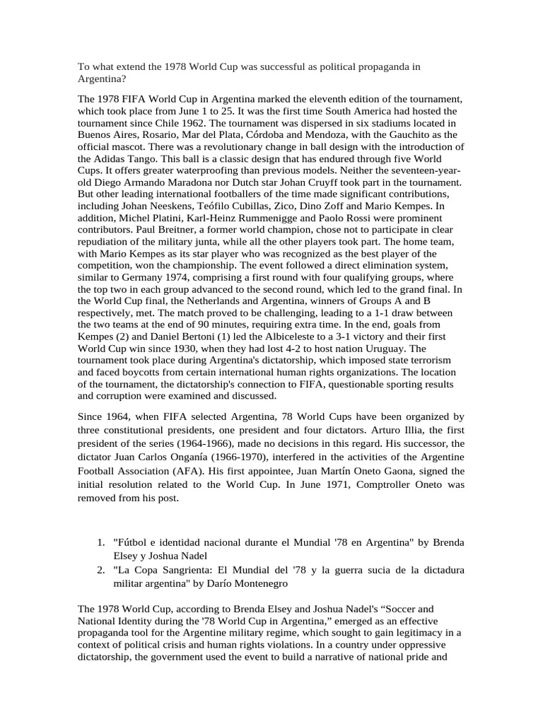 1978 World Cup: Propaganda and Politics | PDF | Association Football